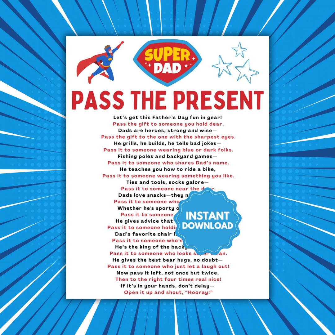 Super Dad Pass the Present Game | Fun Father's Day Games | Left-right ...