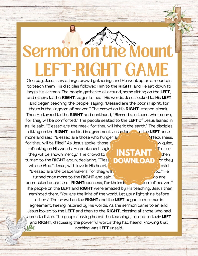 Bible Left-right Game L Sermon on the Mount Story Game L Sunday School ...