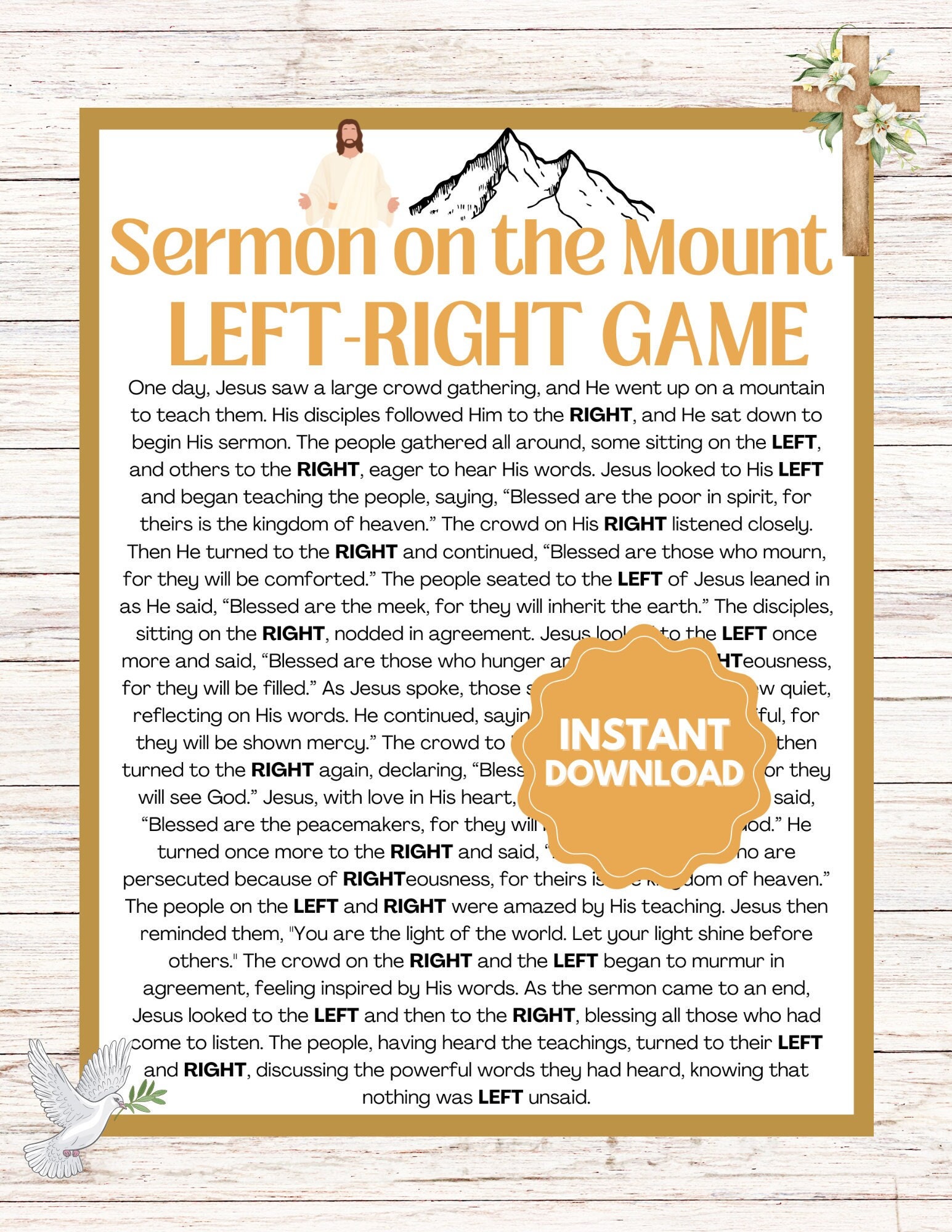Bible Left-right Game L Sermon on the Mount Story Game L Sunday School ...
