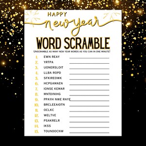 New Year's Word Scramble | New Year's Party Games | New Year's Eve ...