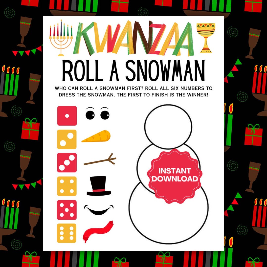 Kwanzaa Roll a Snowman Printable Kwanzaa Games Kwanzaa Dice Game ...