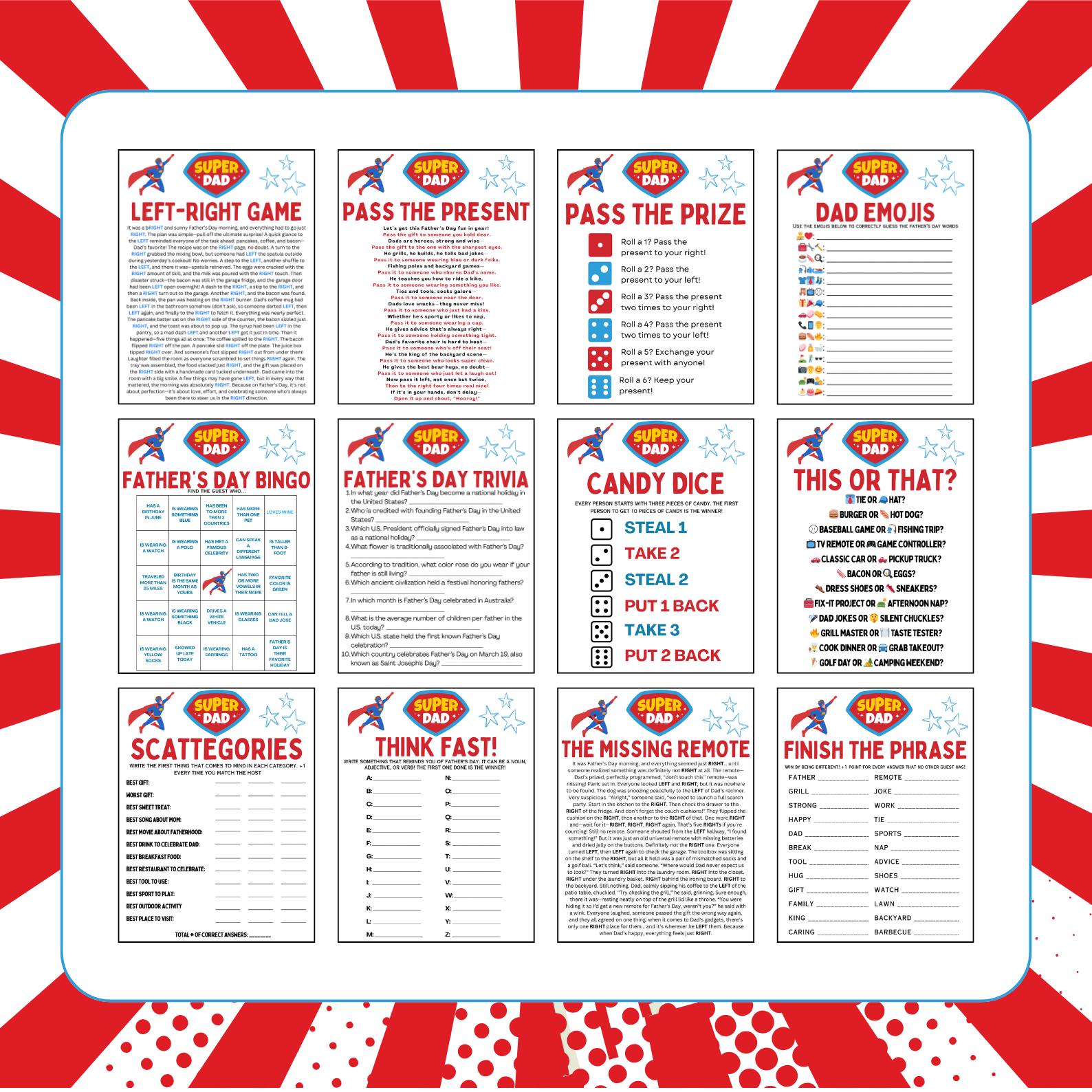 Super Dad Father's Day Game Bundle | 30 Father's Day Games | Printable ...