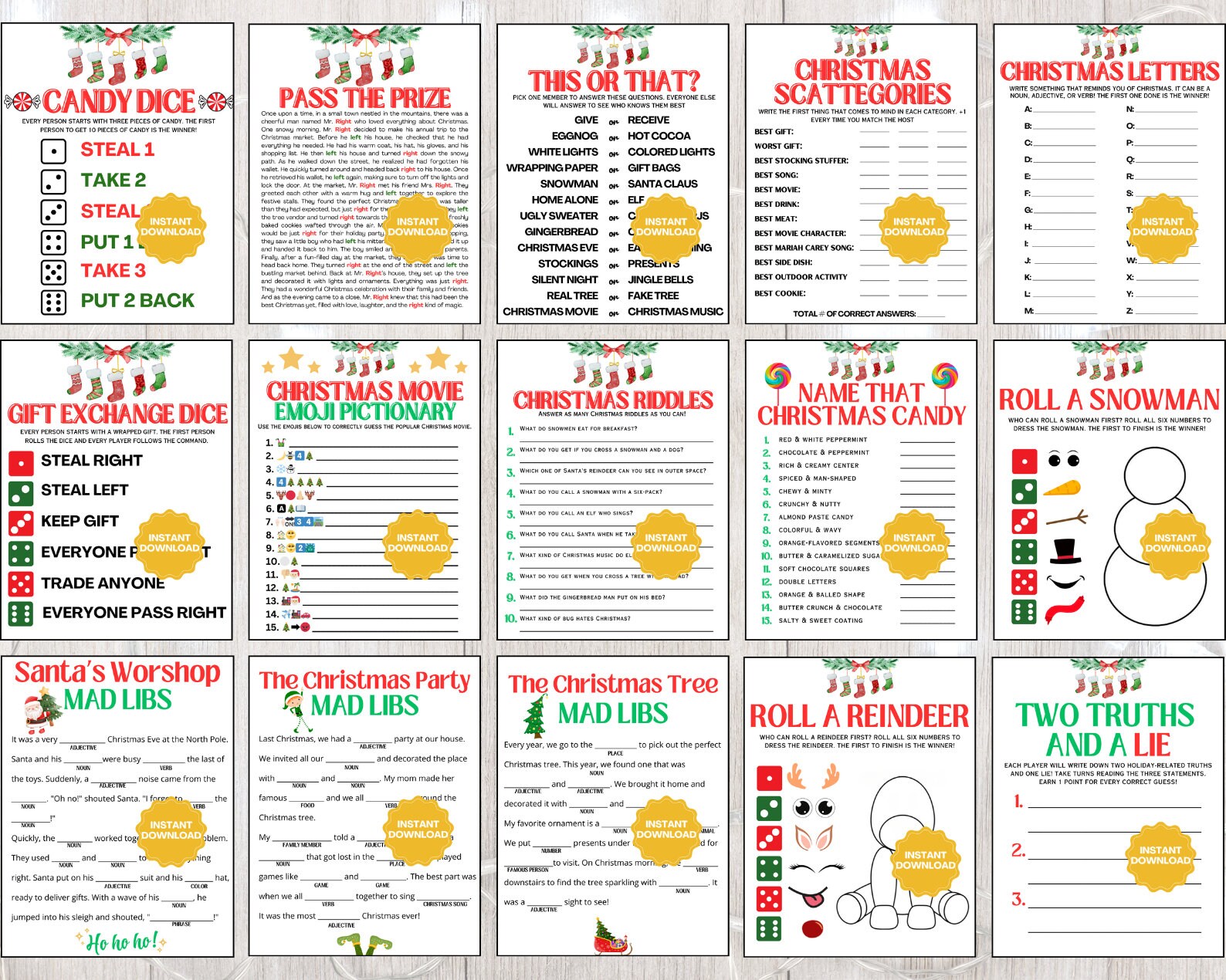 50 Christmas Games BUNDLE | Christmas Party Games | Christmas Game ...