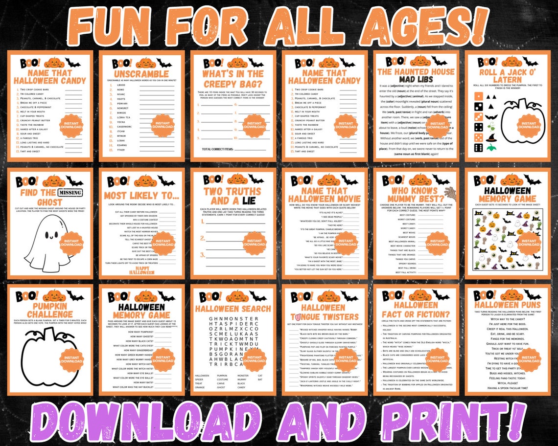40 Halloween Games BUNDLE | Halloween Party Games | Halloween Game ...