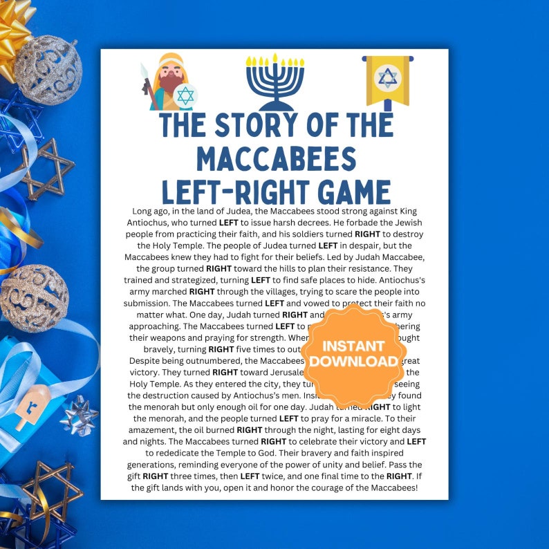 The Story of the Maccabees | Hanukkah Left-right Game | Hanukkah Party ...