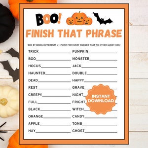 Halloween Finish That Phrase | Halloween Party Games | Halloween Think ...