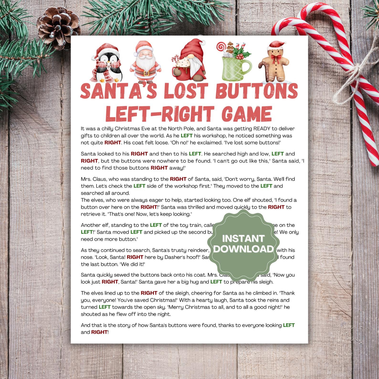 Santa's Lost Buttons Game | Christmas Party Game | Christmas Left-right ...