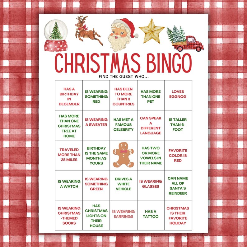 Christmas Bingo | Christmas Find the Guest Bingo | Holiday Bingo Game ...