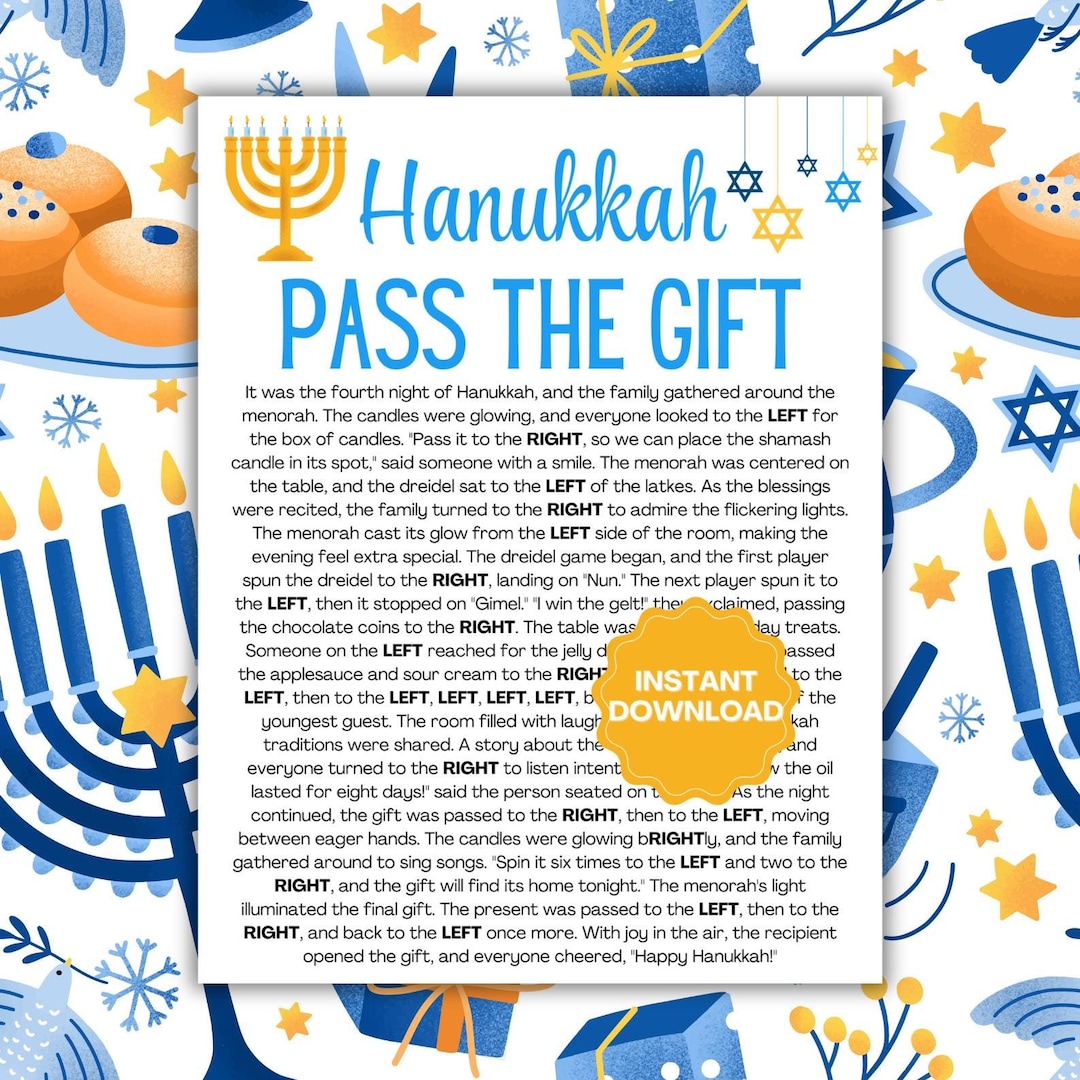 Hanukkah Pass the Gift Hanukkah Party Games Printable Hanukkah Game ...