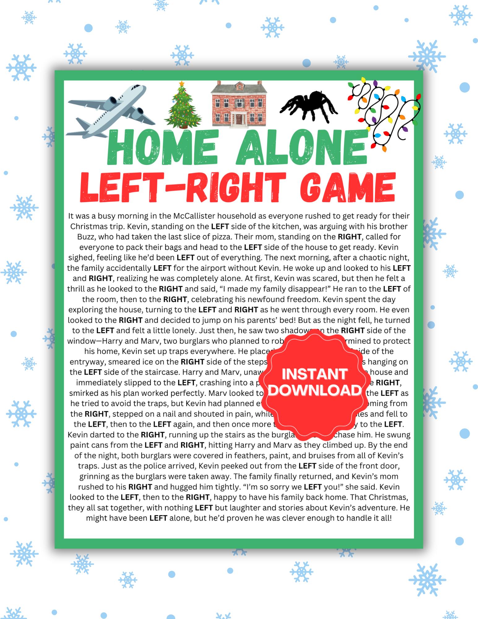 Home Alone Christmas Game | Christmas Party Game | Left Right Christmas ...