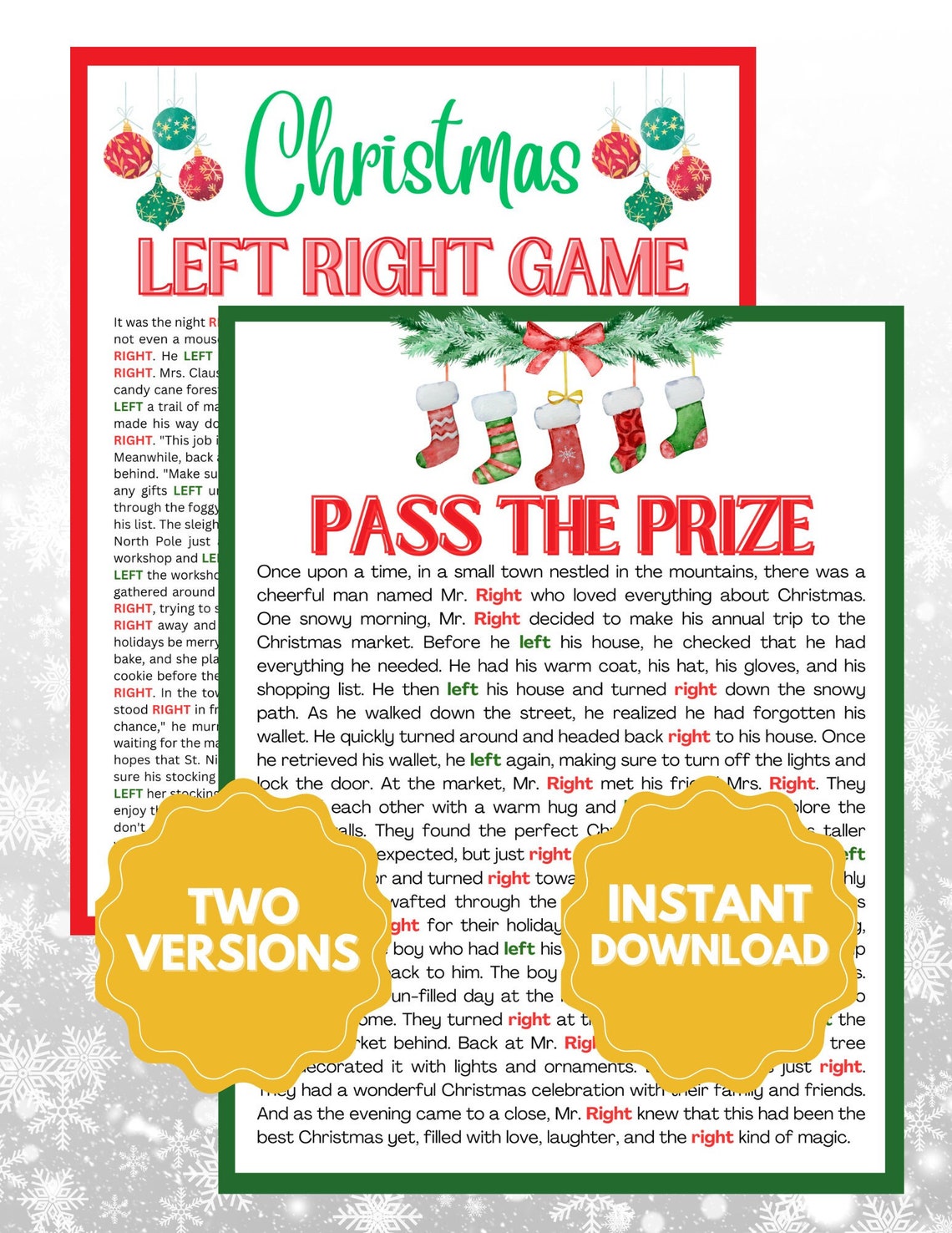 Left Right Christmas Story Bundle | Left Right Christmas Game | Left ...