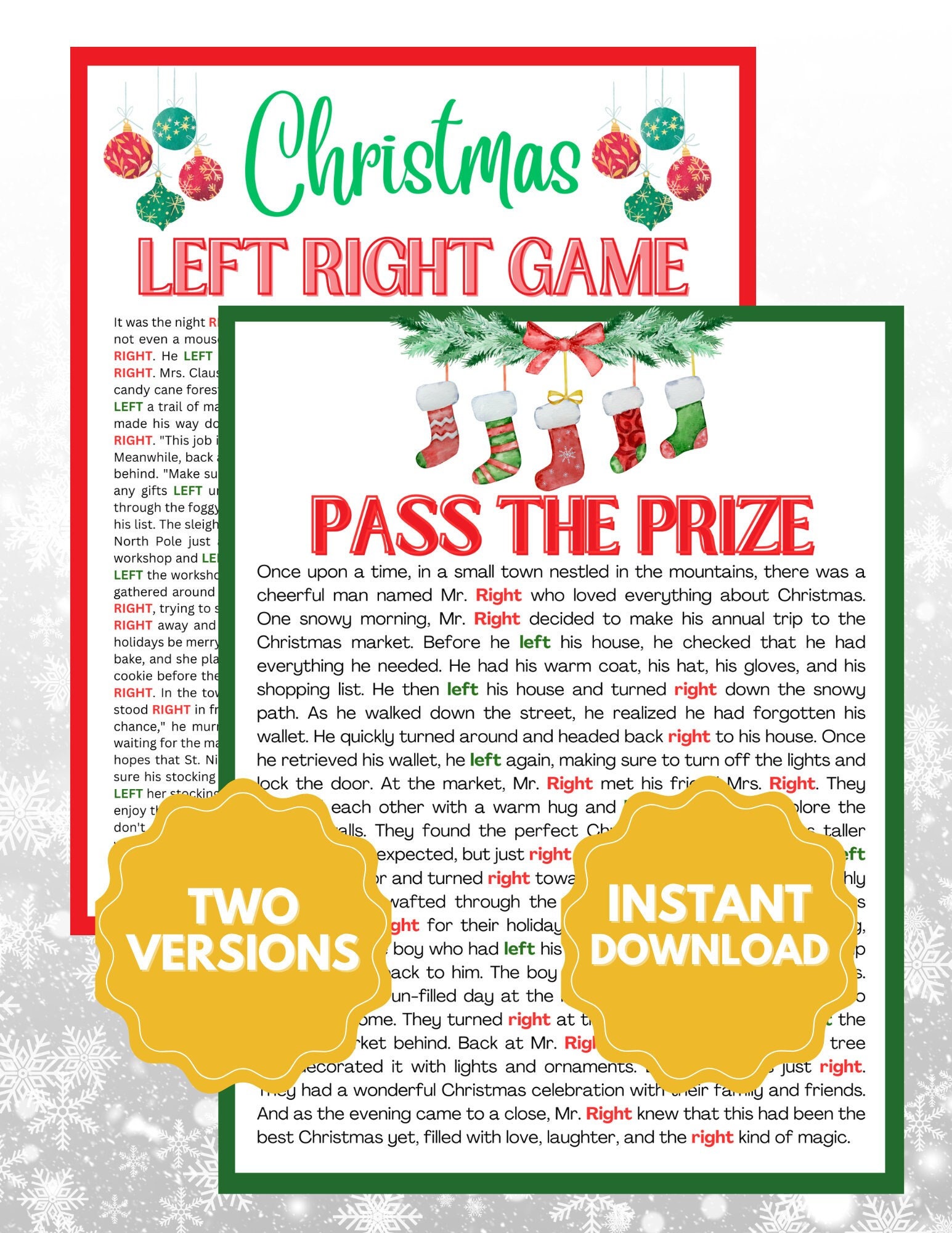 Left Right Christmas Story Bundle | Left Right Christmas Game | Left ...