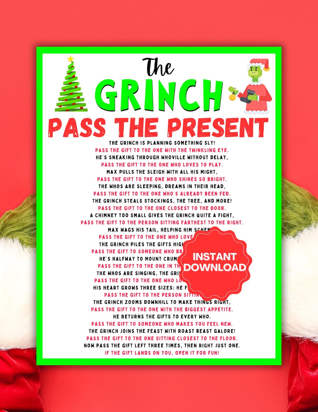 The Grinch Christmas Game | Christmas Pass the Present | Left-right ...