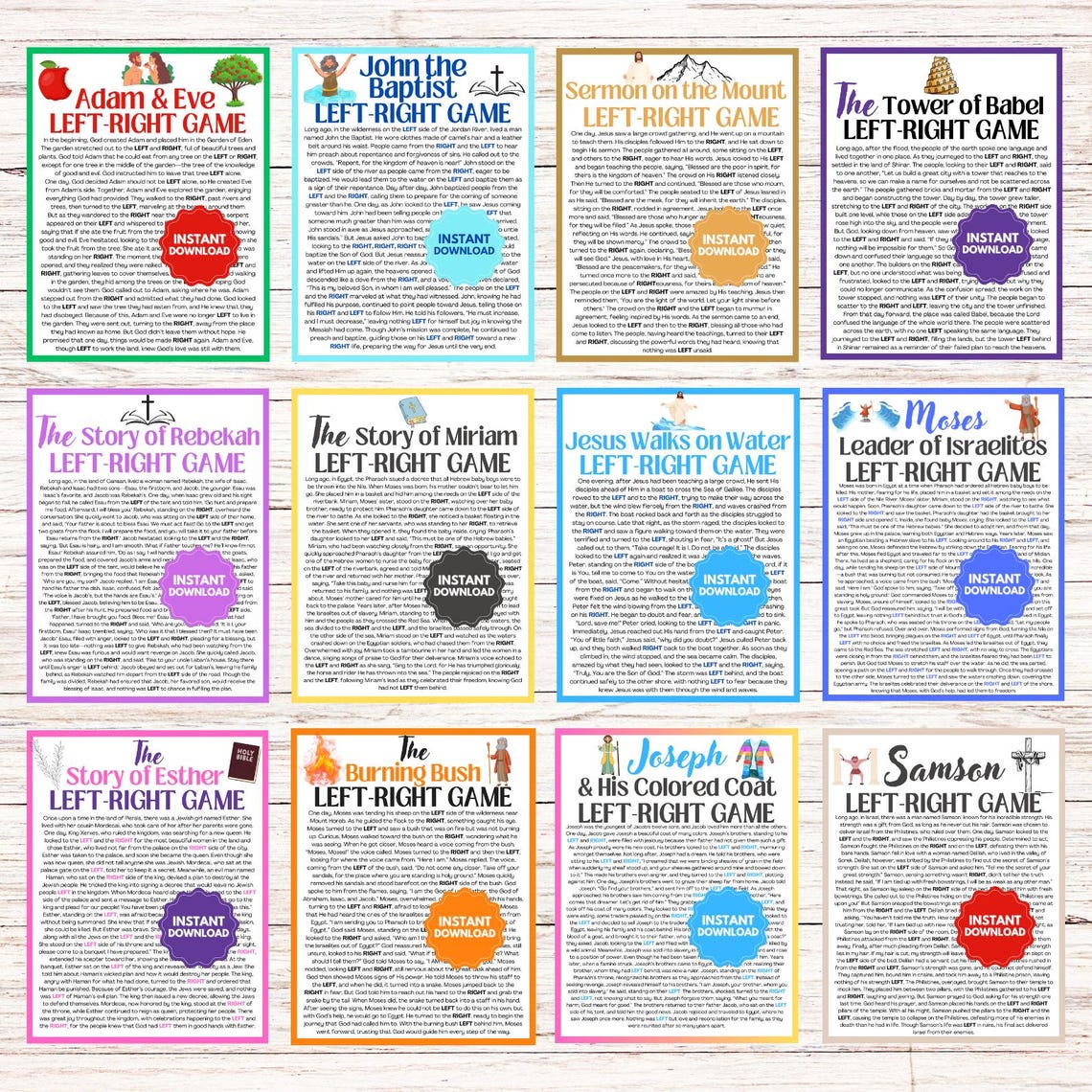 25 Bible Left-right Games L Fun Bible Games L Left-right Sunday School ...