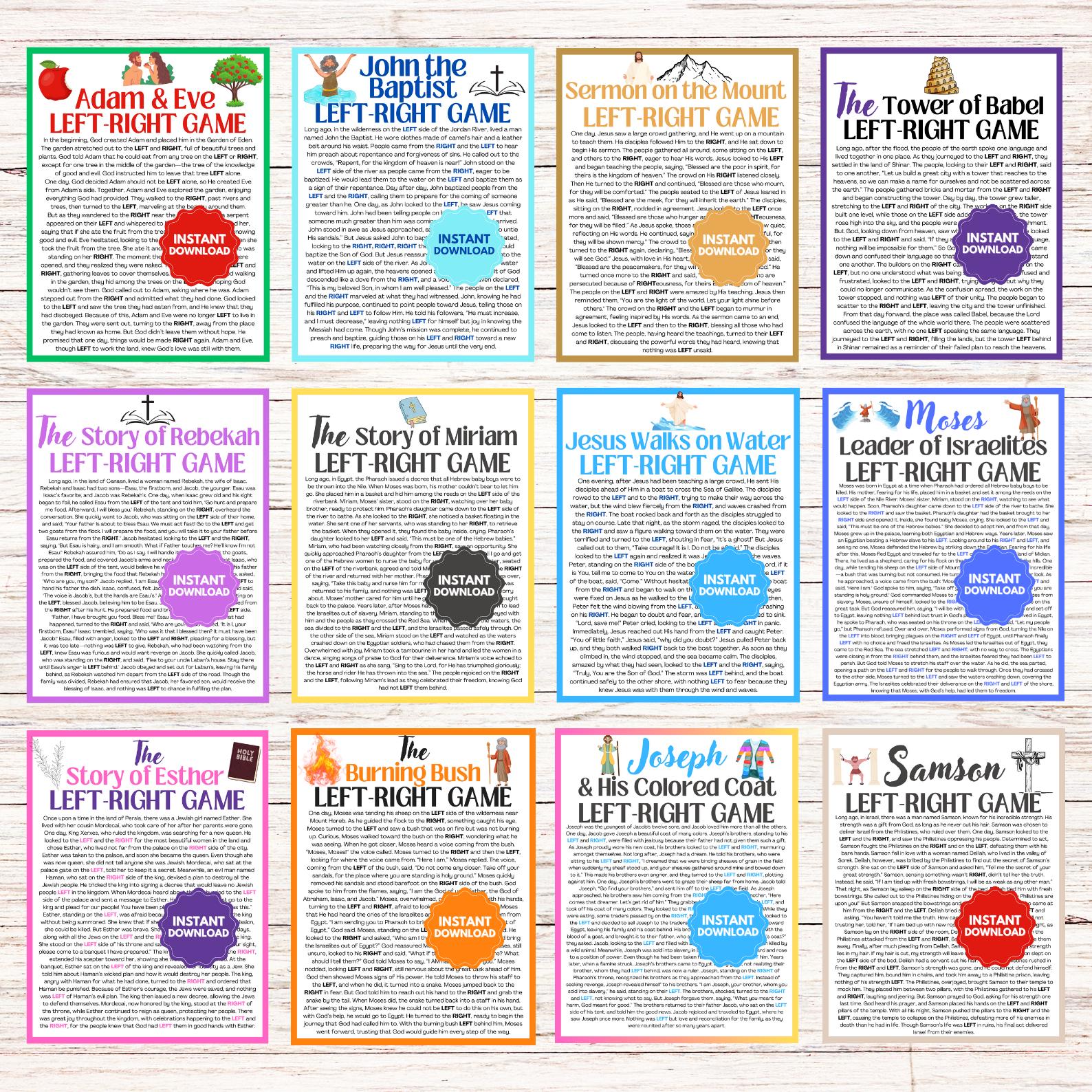 25 Bible Left-right Games L Fun Bible Games L Left-right Sunday School ...