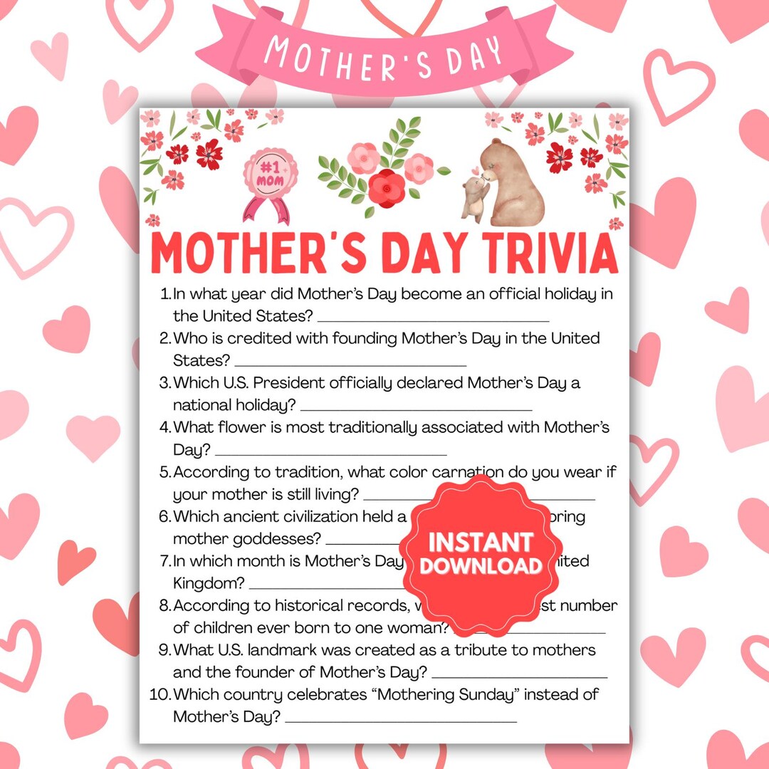Mother's Day Trivia Game | Mother's Day Trivia Questions | Fun Mother's ...
