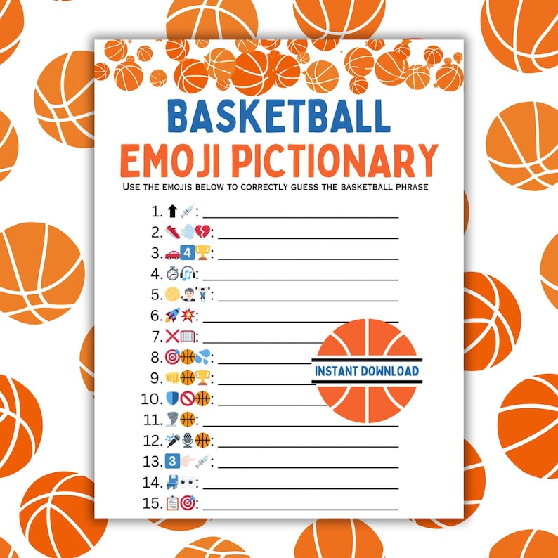 Basketball Emoji Game L Fun Basketball Games L Printable Basketball ...