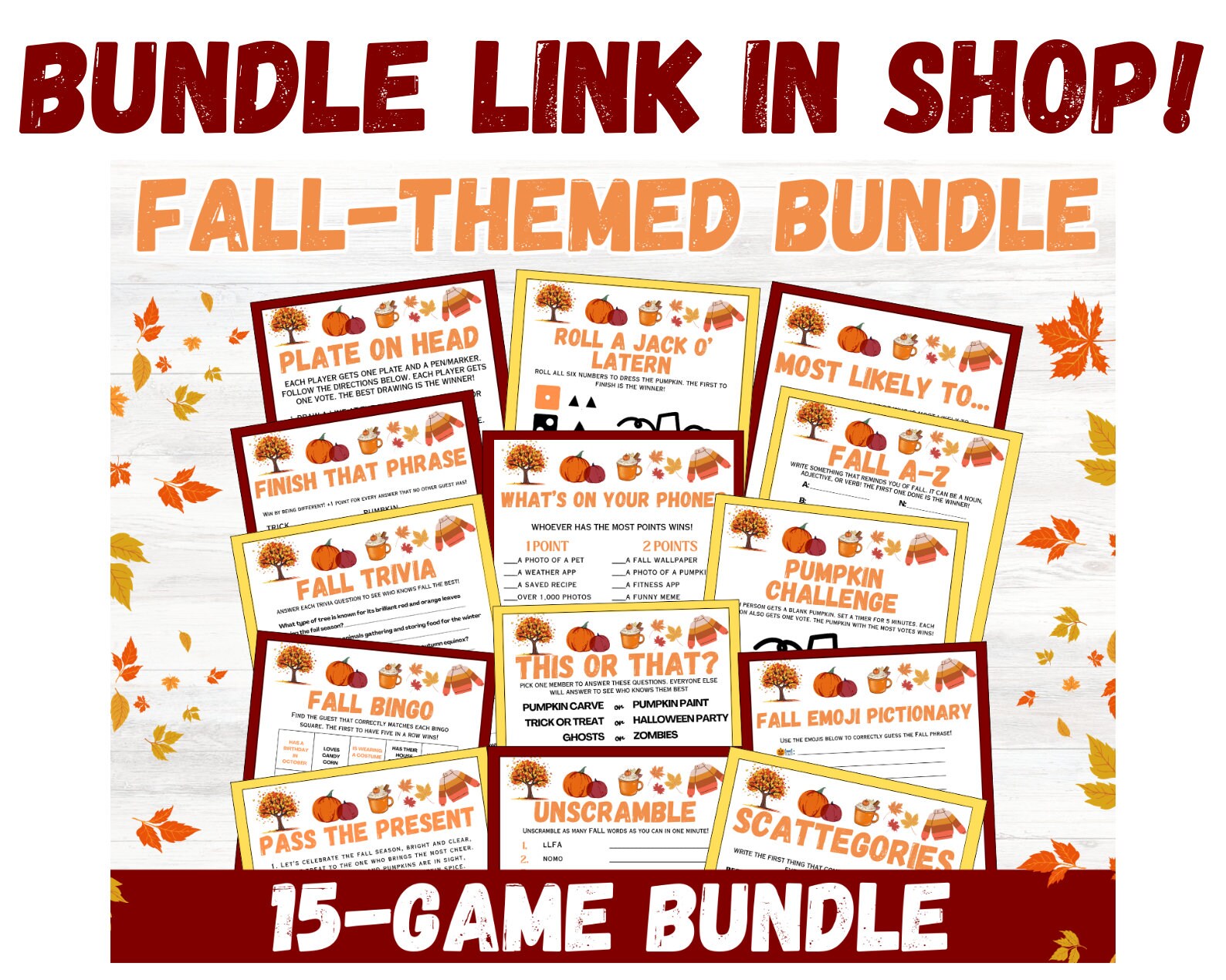 Fall Pass the Prize L Printable Fall Game L Fall Pass the Present L ...