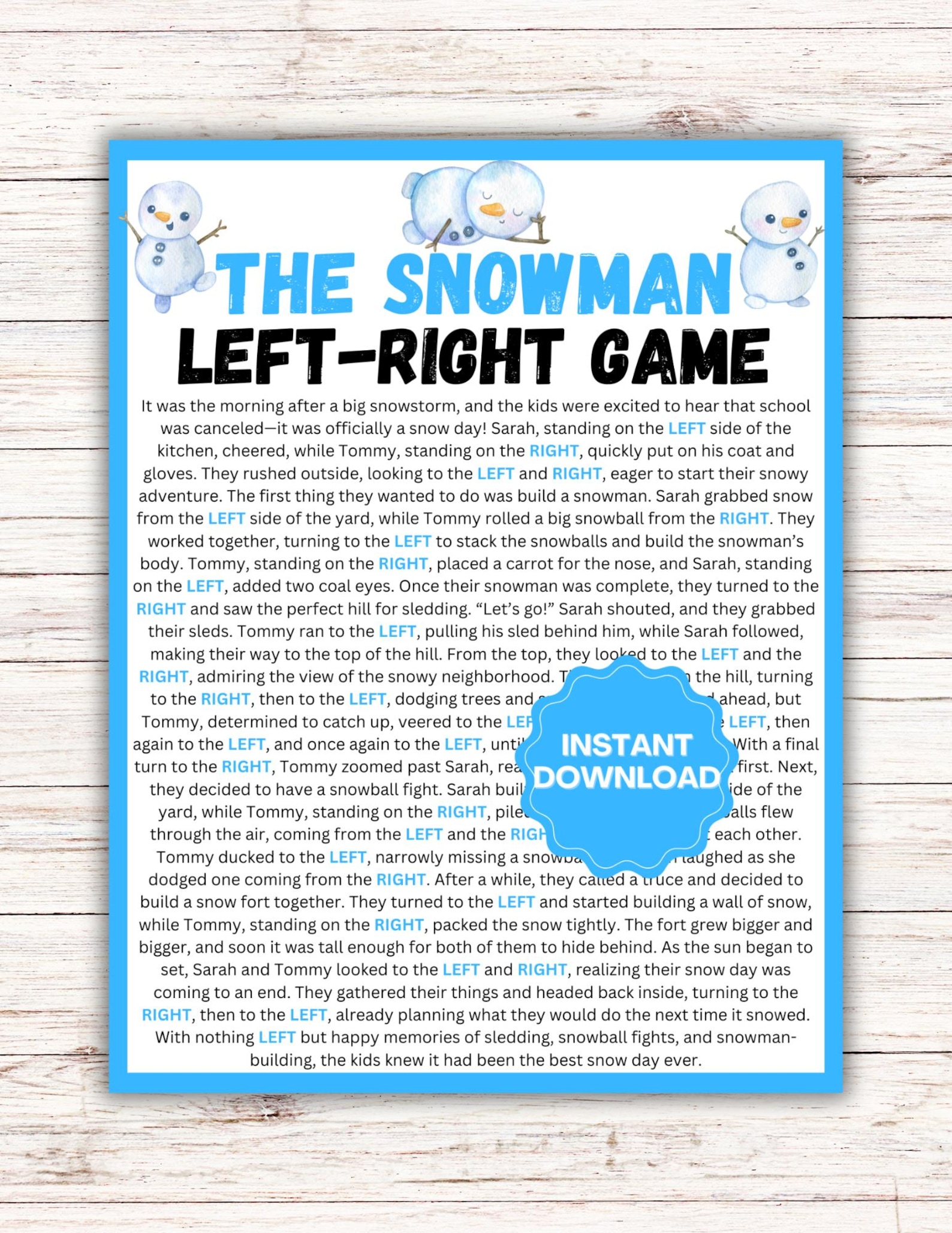 Left Right Christmas Game | Snowman Story Game | Left Right Christmas ...