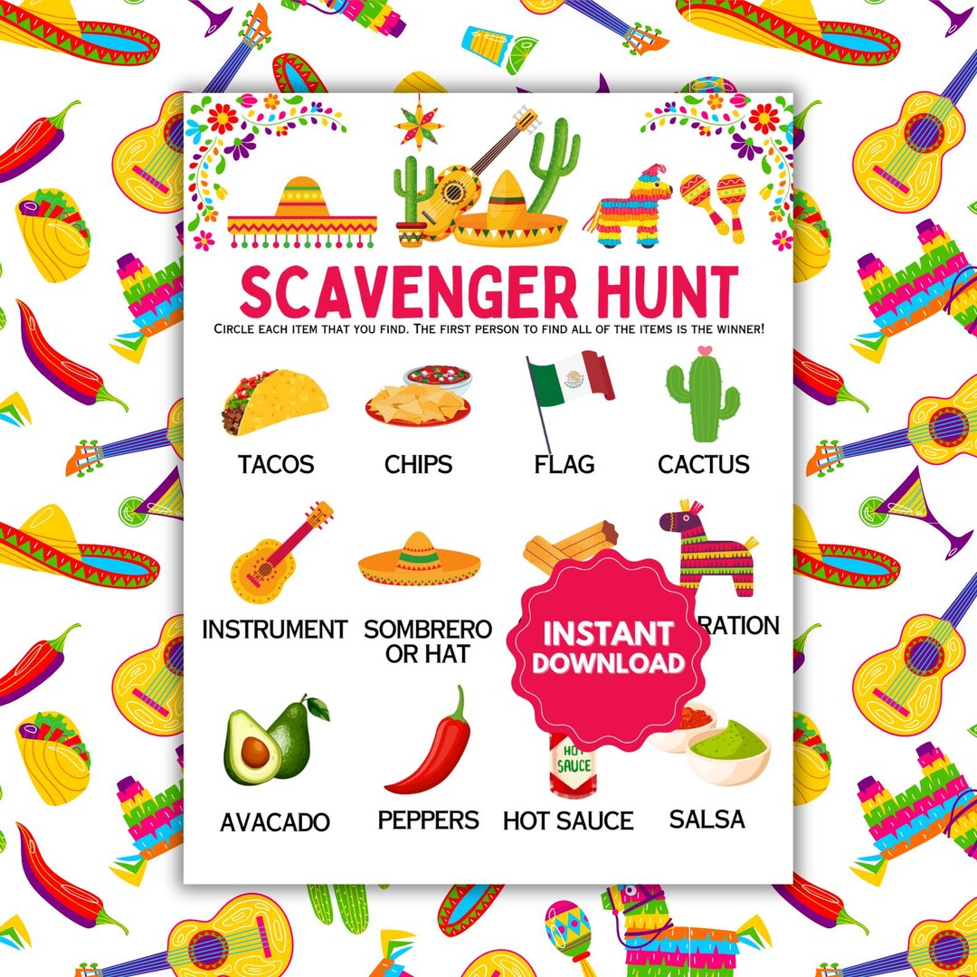 Cinco De Mayo Scavenger Hunt | Cinco De Mayo Games | Cinco De Mayo Hunt ...