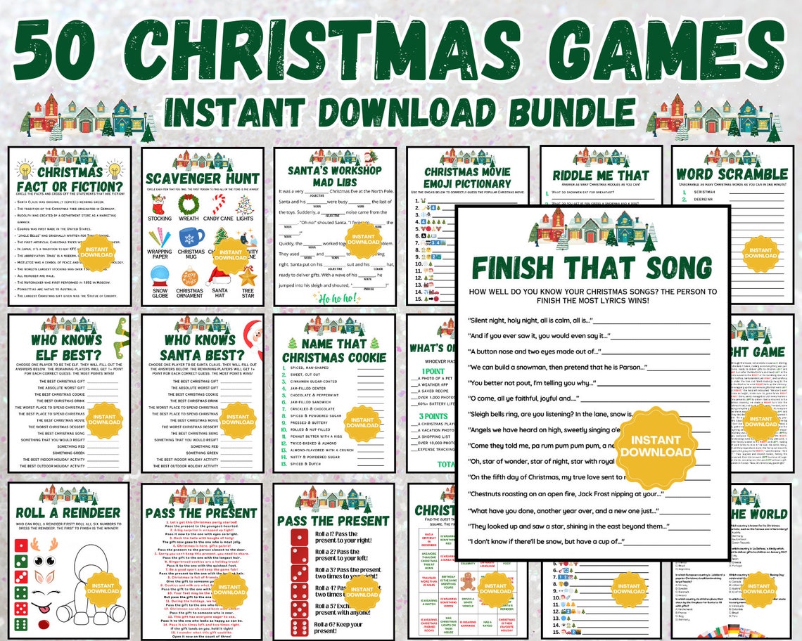 Christmas Games BUNDLE | 50 Christmas Party Games | Fun Christmas Game ...