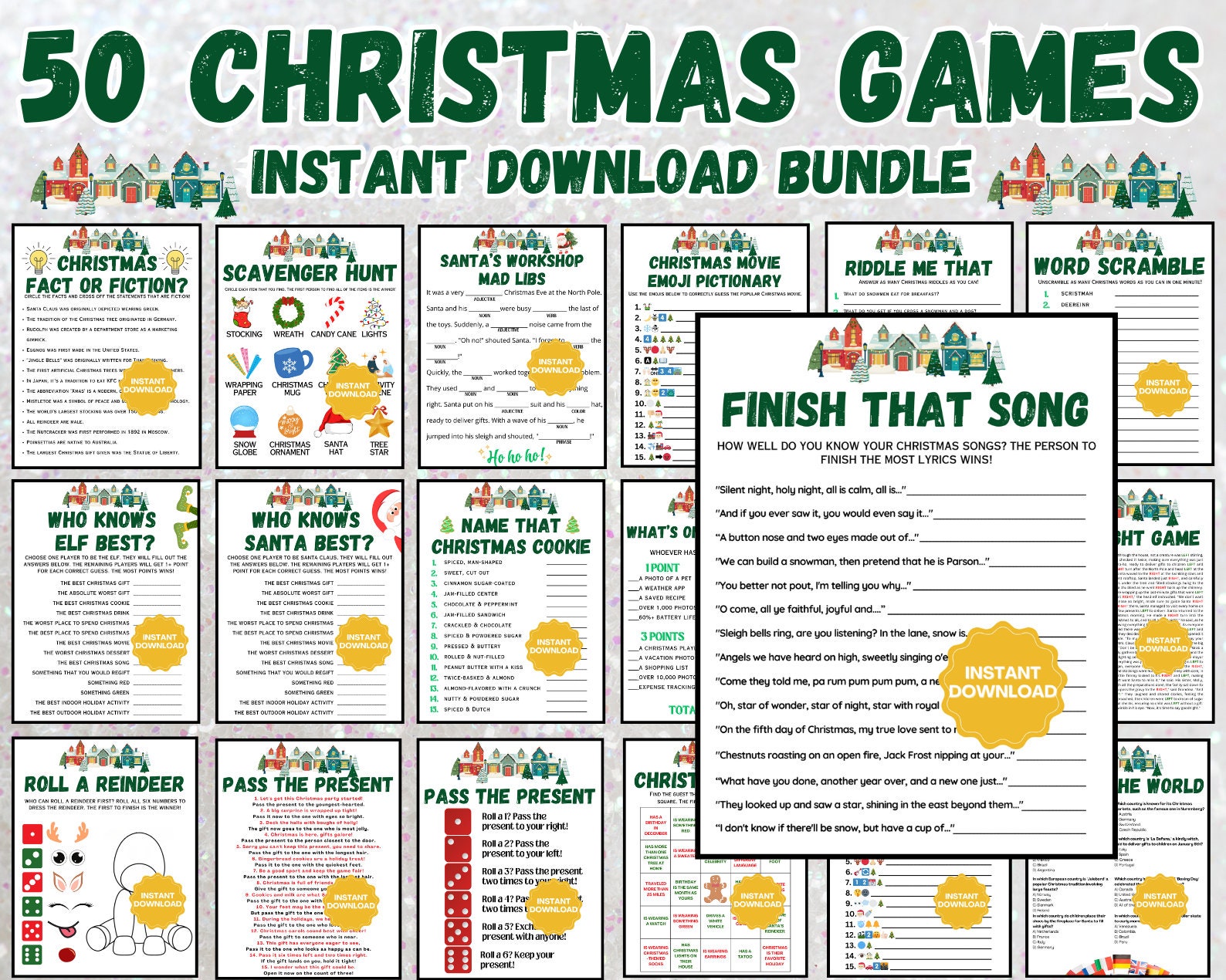 Christmas Games BUNDLE | 50 Christmas Party Games | Fun Christmas Game ...