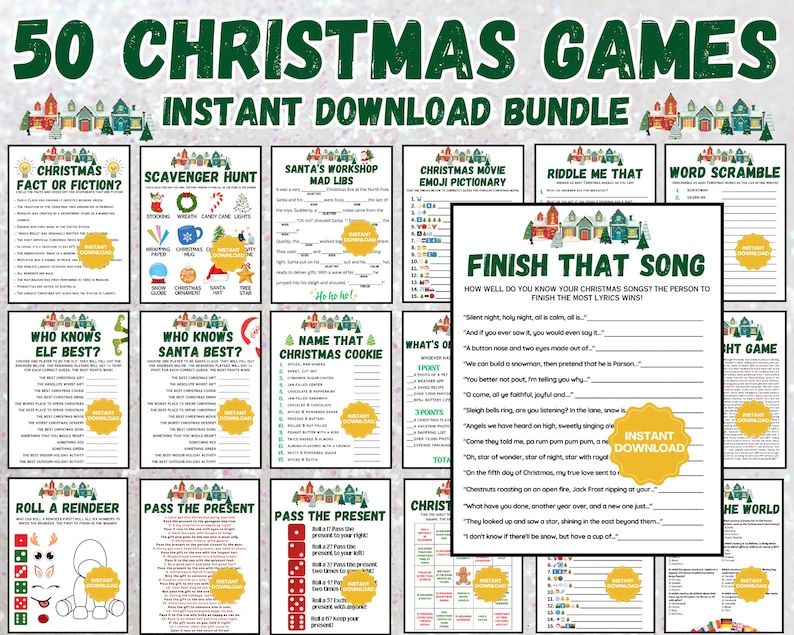 Christmas Games BUNDLE | 50 Christmas Party Games | Fun Christmas Game ...