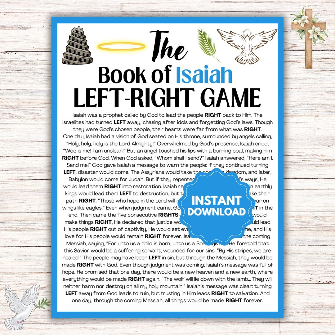 Isaiah Bible Game L Bible Left-right Game L Sunday School Church Games ...