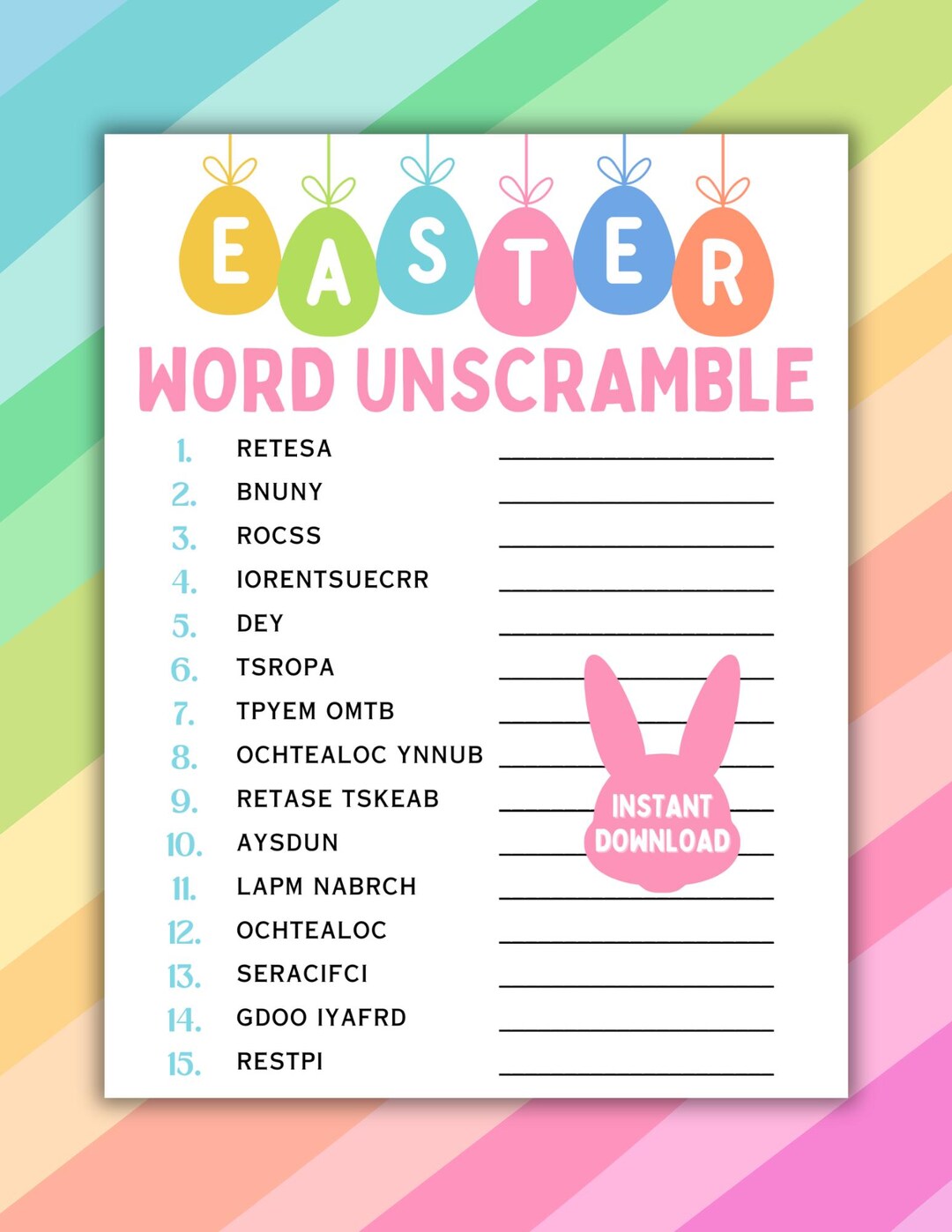 Easter Word Unscramble | Easter Word Puzzles | Easter Kids Games ...