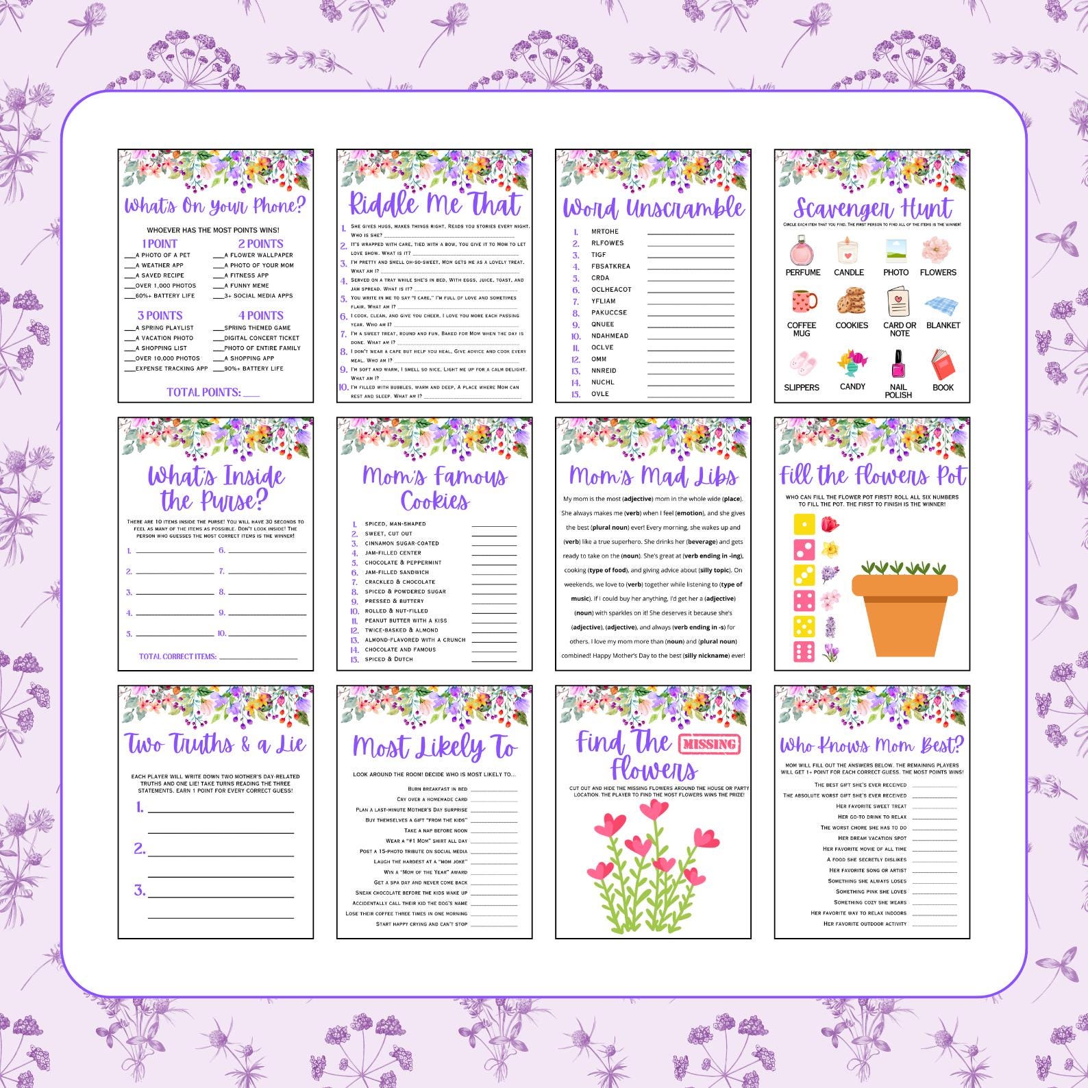 Mother's Day Game Bundle | 30 Mother's Day Games | Printable Mother's ...