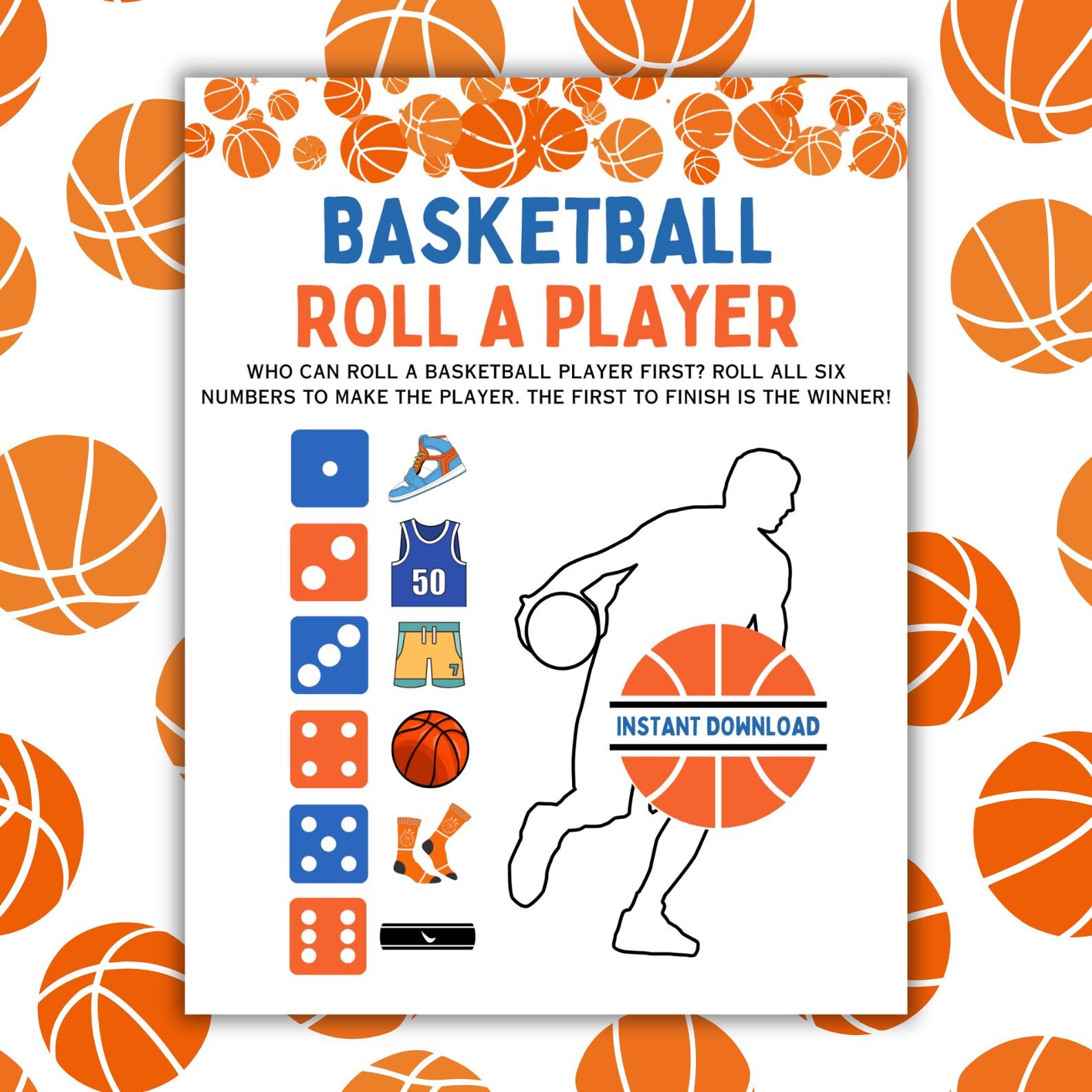 Roll a Basketball Player L Fun Basketball Game L Printable Basketball ...