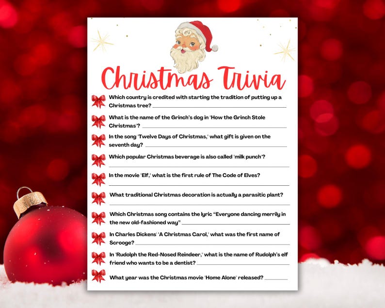 Christmas Trivia | Christmas Party Games | Christmas Facts | Printable ...