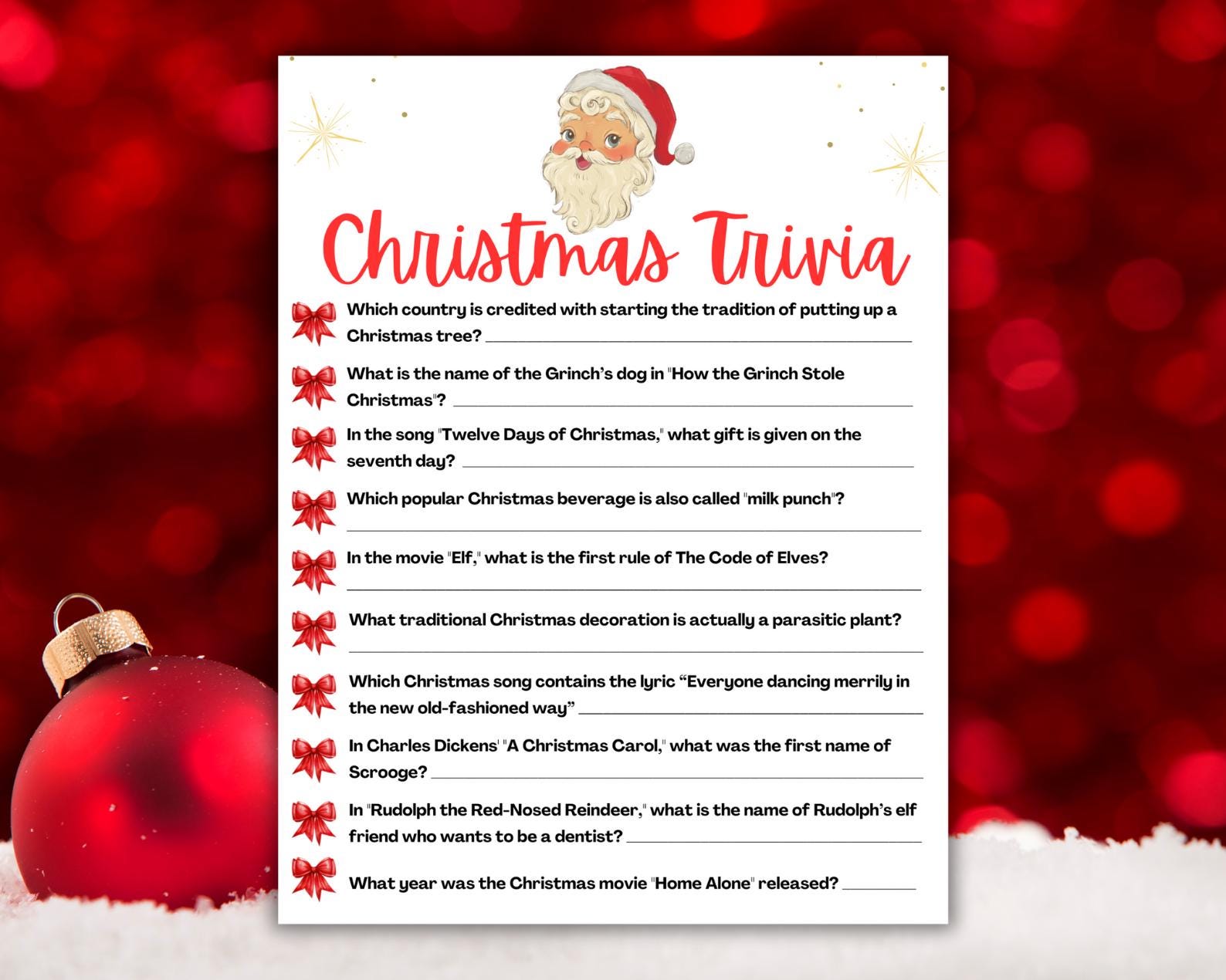 Christmas Trivia | Christmas Party Games | Christmas Facts | Printable ...
