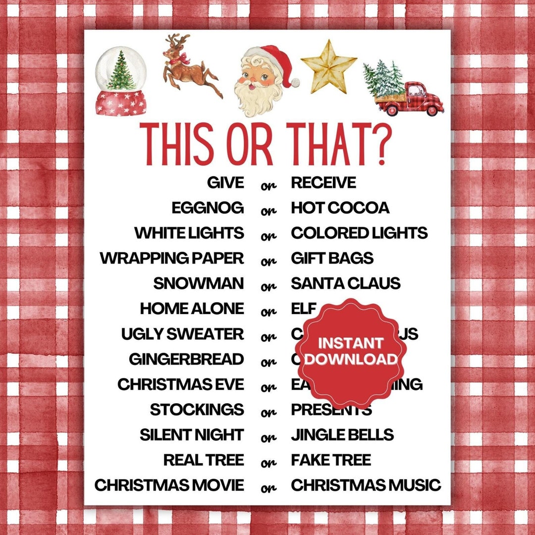 Christmas This or That Game | Christmas Party Game | Christmas Dinner ...