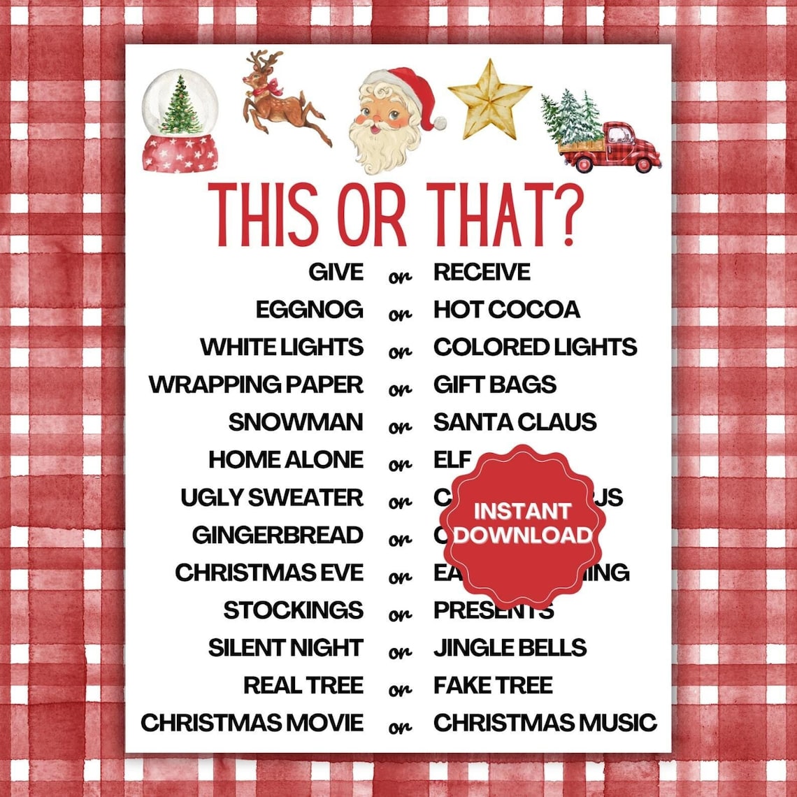 Christmas This or That Game | Christmas Party Game | Christmas Dinner ...
