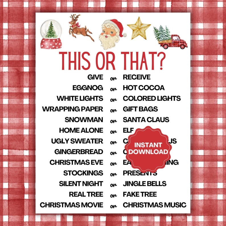 Christmas This or That Game | Christmas Party Game | Christmas Dinner ...