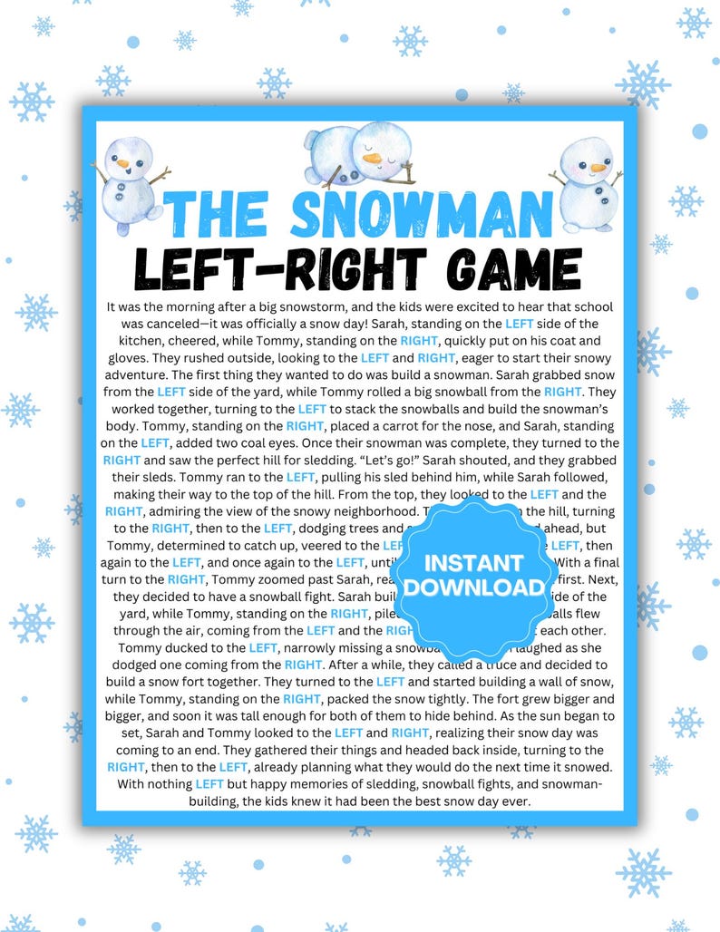 Left Right Christmas Game | Snowman Story Game | Left Right Christmas ...