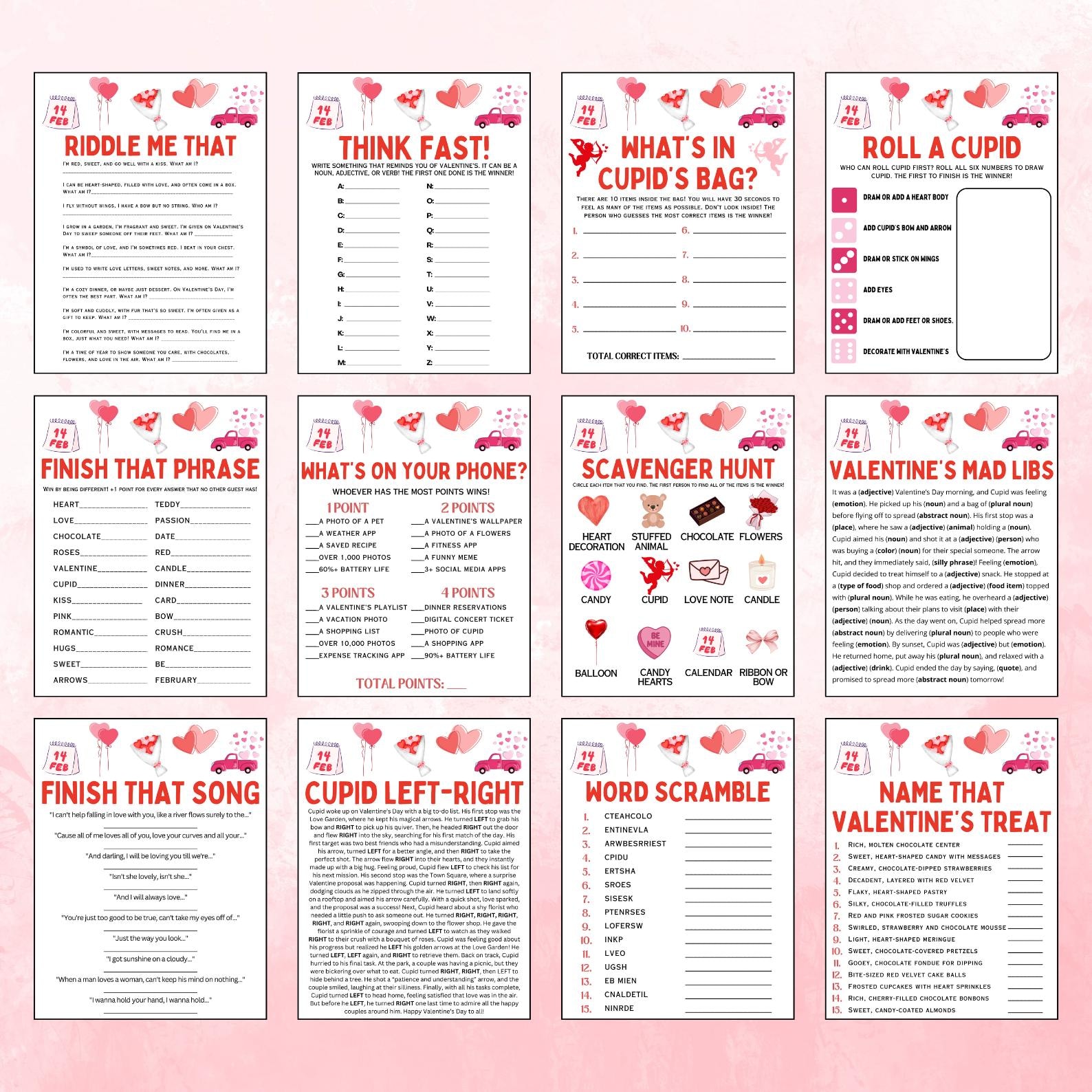 Valentine's Game Bundle | 40 Valentine's Party Games | Printable ...