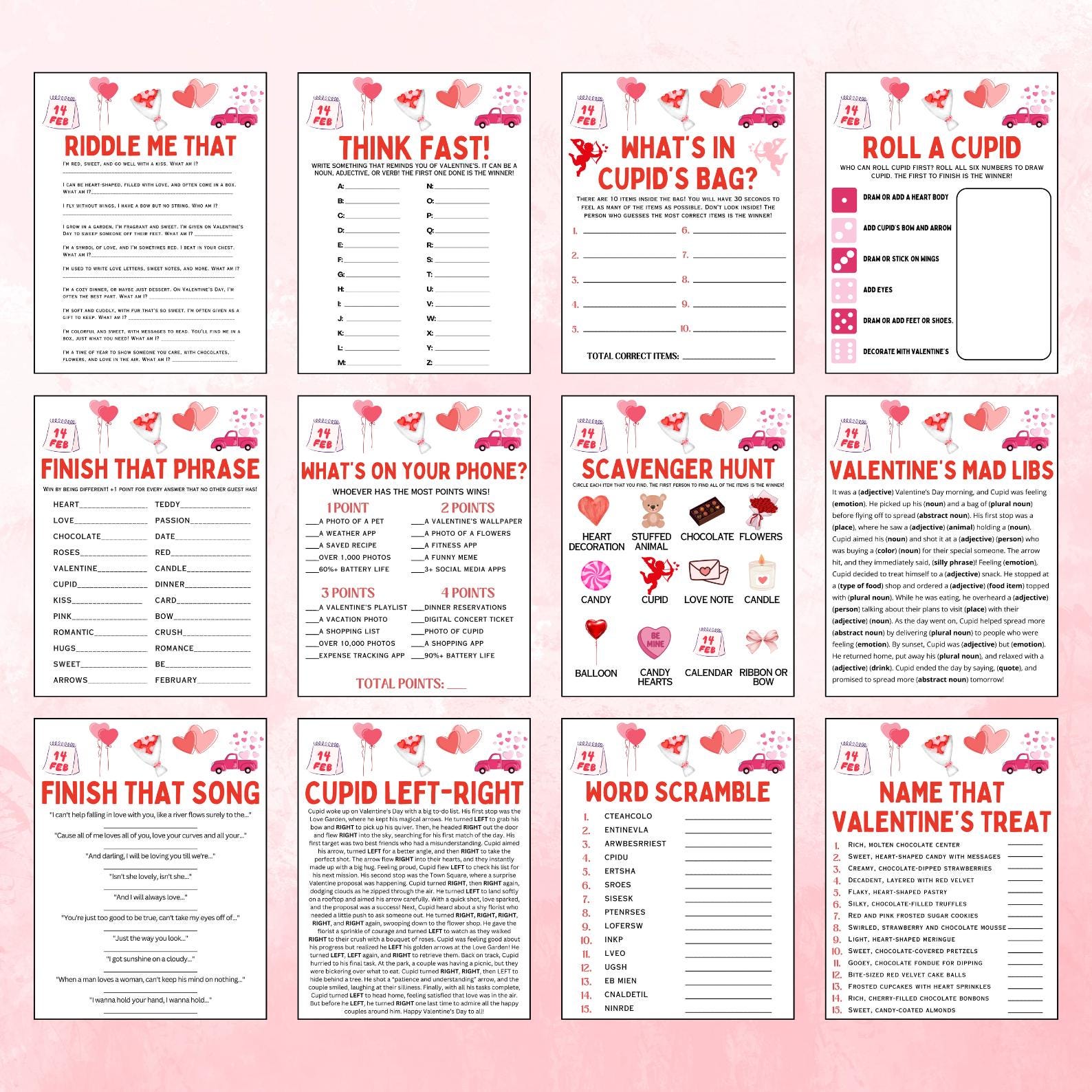 Valentine's Game Bundle | 40 Valentine's Party Games | Printable ...
