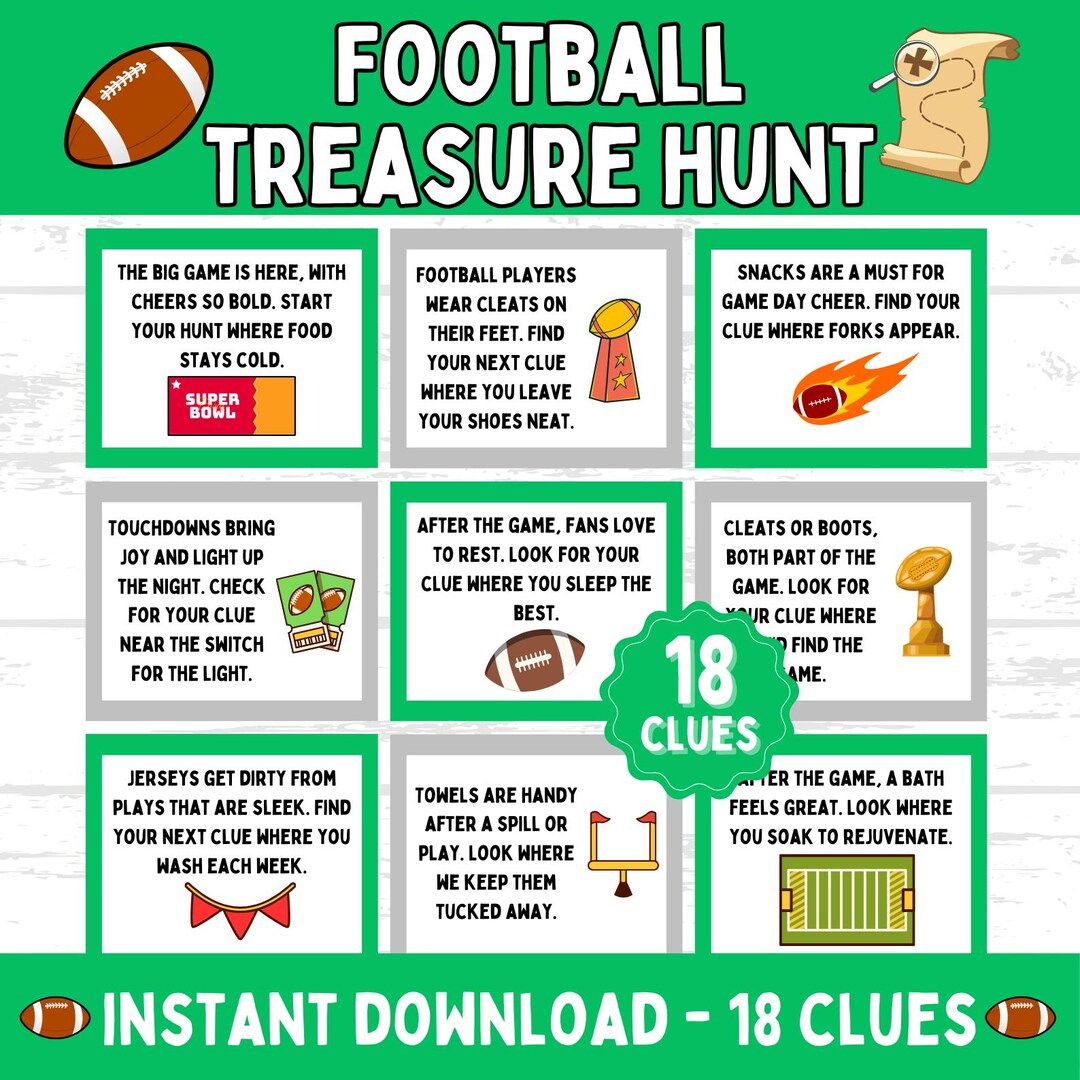 Football Scavenger Hunt | Football Treasure Hunt | Fun Football Party ...