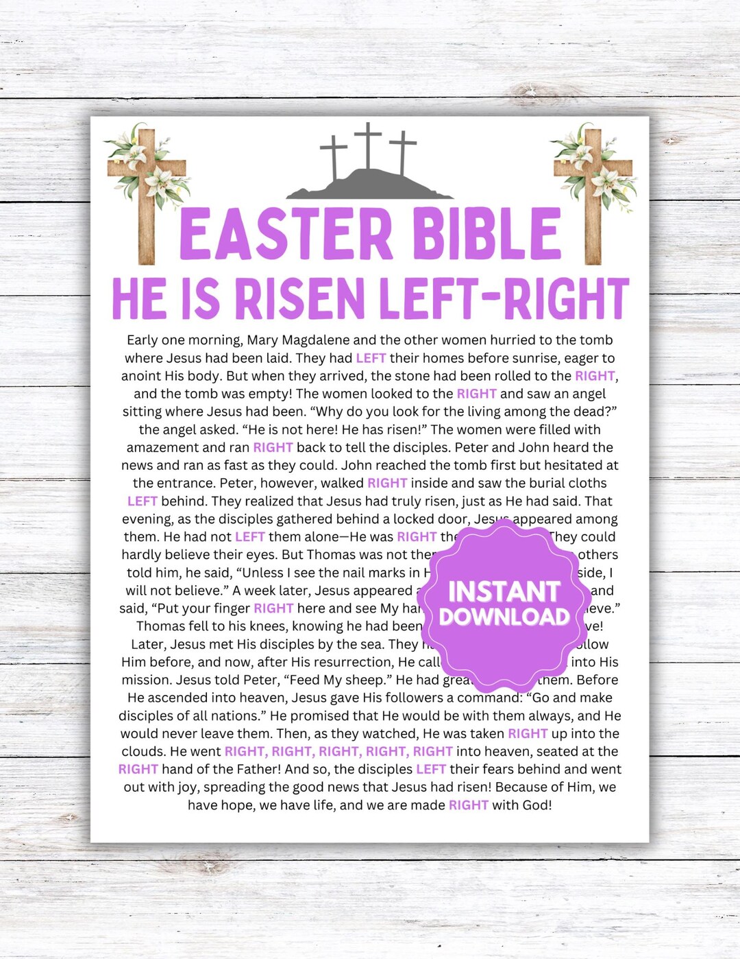 He is Risen Left-right Game | Easter Bible Games | Left-right Bible ...