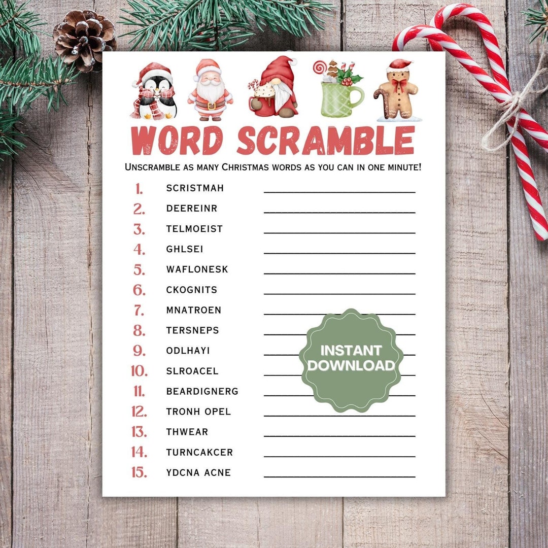 Christmas Word Scramble Christmas Party Game Christmas Unscramble Game ...
