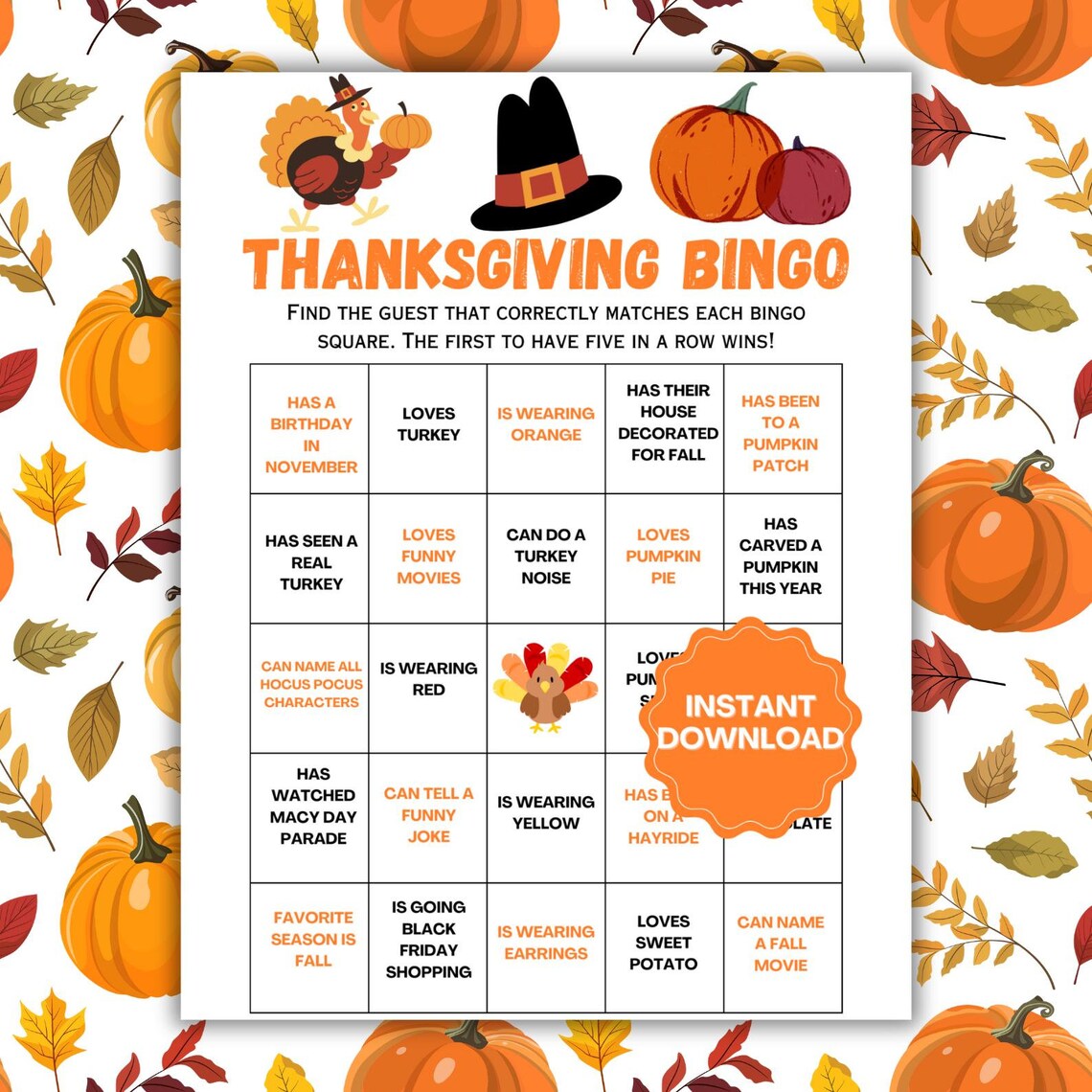 Thanksgiving Bingo | Thanksgiving Party Games | Thanksgiving Bingo ...