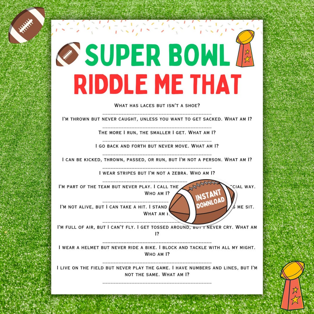 Super Bowl Riddles Super Bowl 59 Games Riddle Me That Printable Super ...