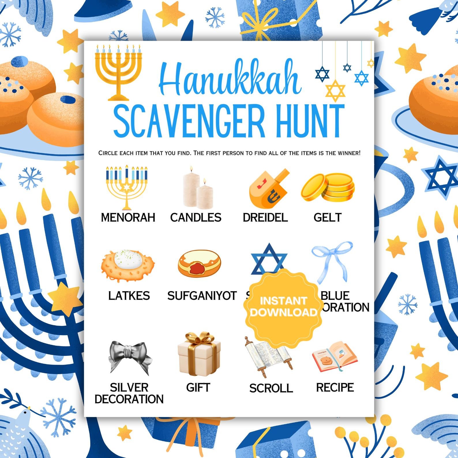 Hanukkah Scavenger Hunt | Hanukkah Party Games | Hanukkah Games ...
