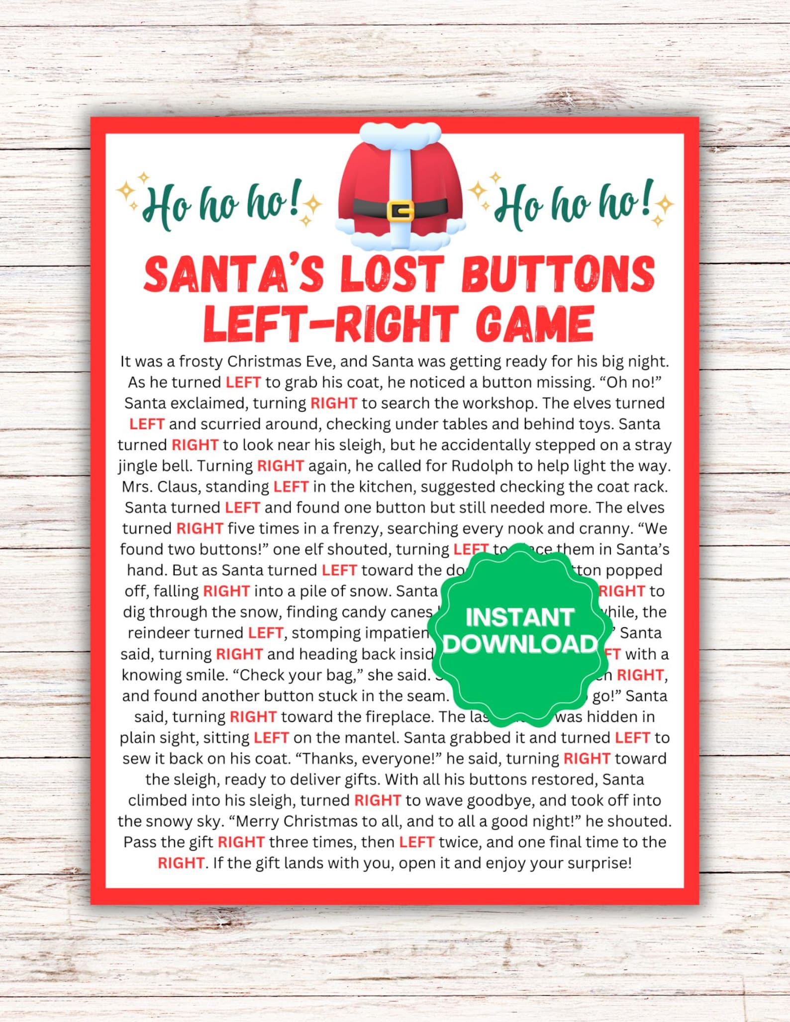 Left Right Christmas Game | Santa's Lost Buttons | Left Right Christmas ...
