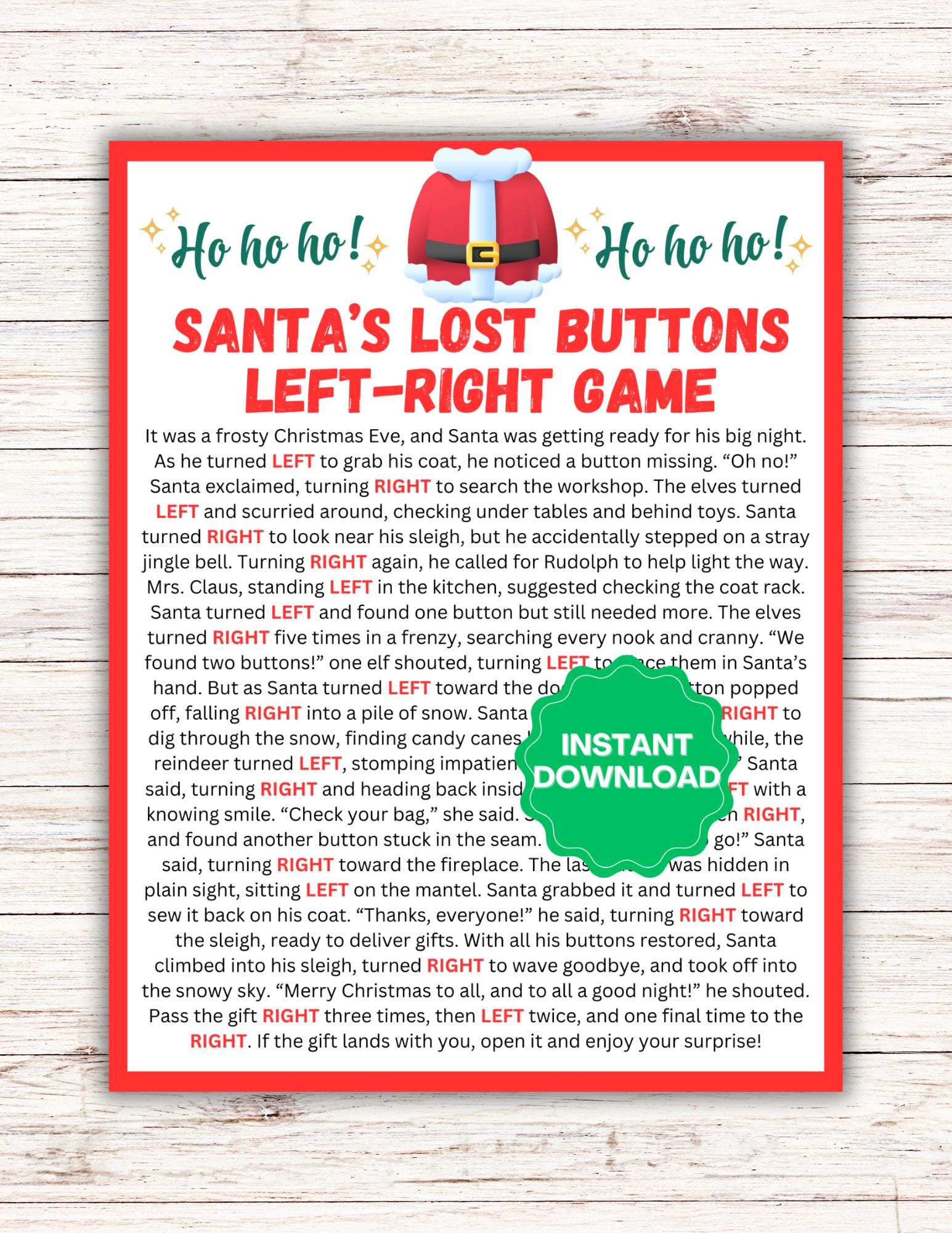 Left Right Christmas Game | Santa's Lost Buttons | Left Right Christmas ...