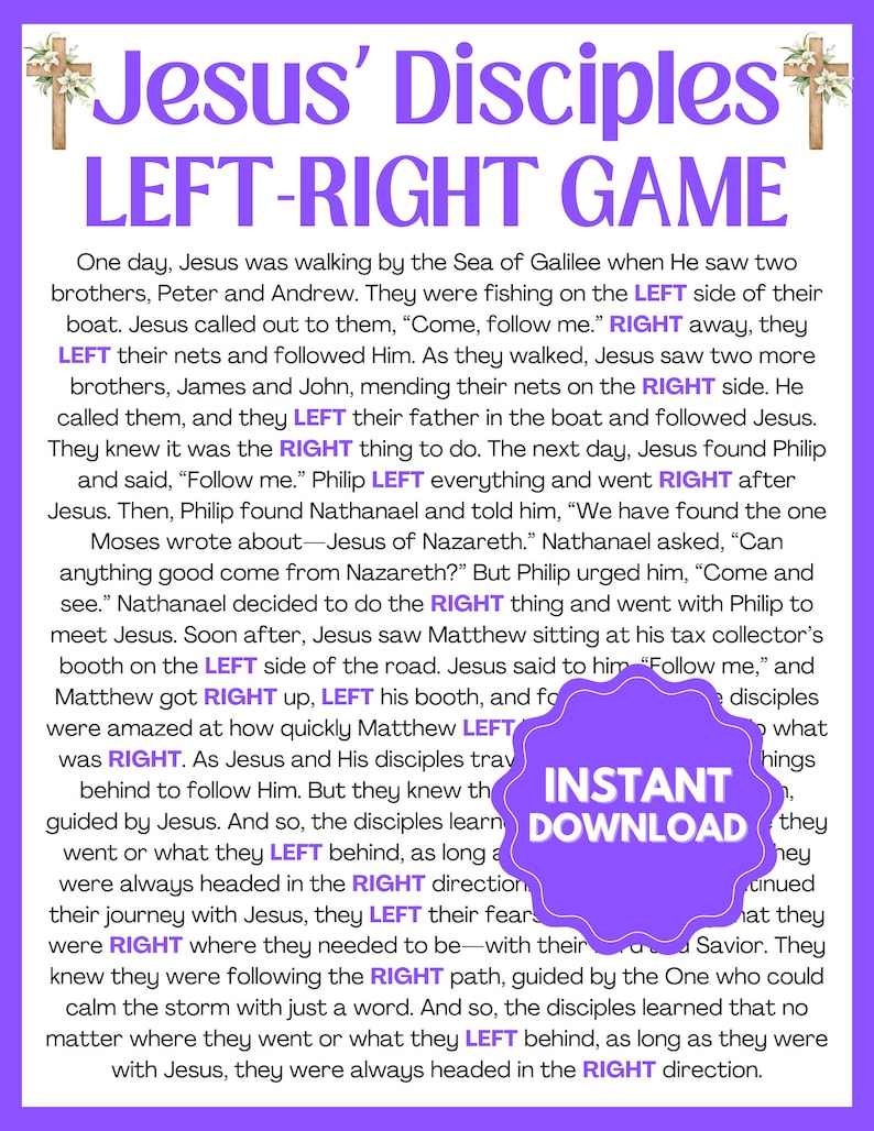 Bible Left Right Game - Bundle L Sunday School Games L Left-right Bible ...