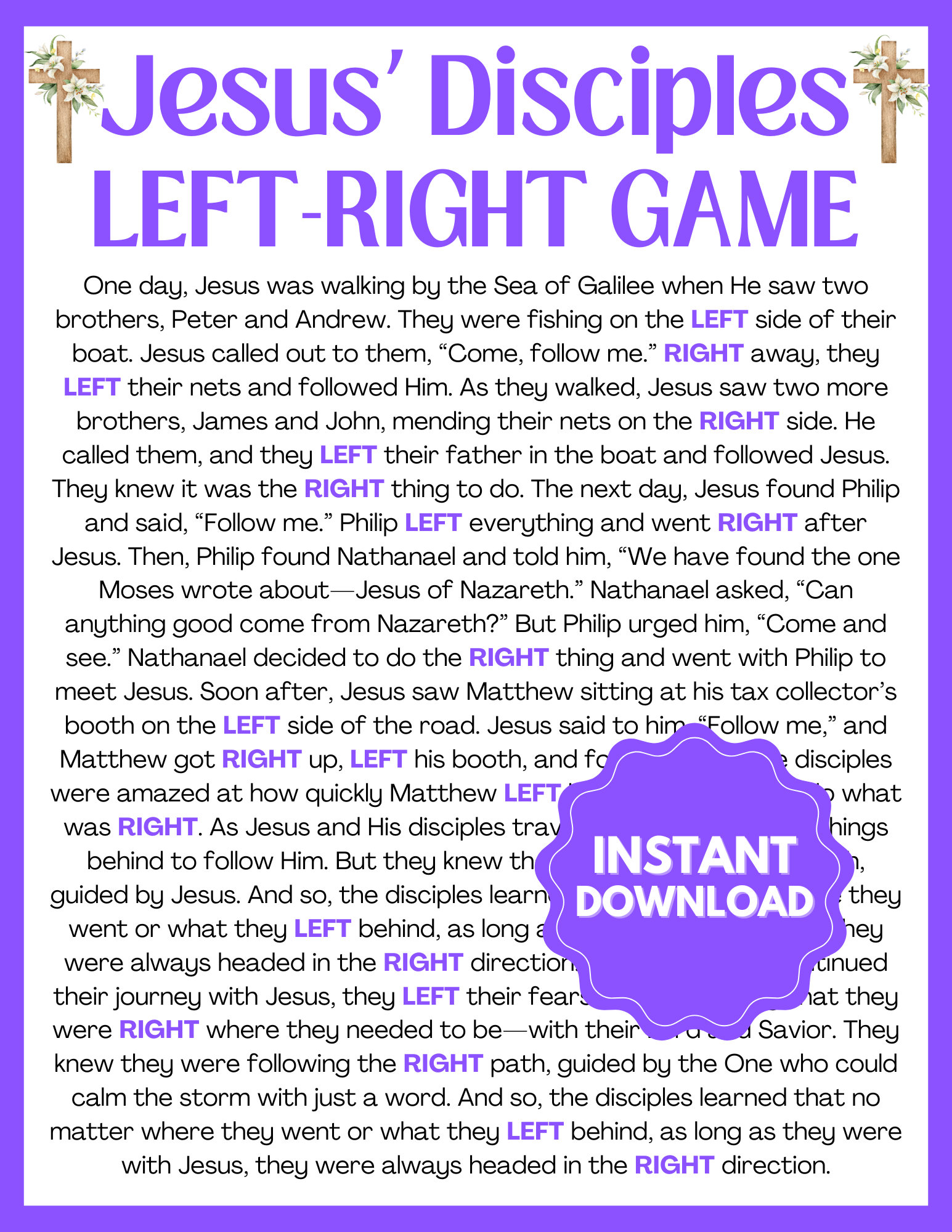 Bible Left Right Game L Sunday School Church Games L Left-right Bible ...