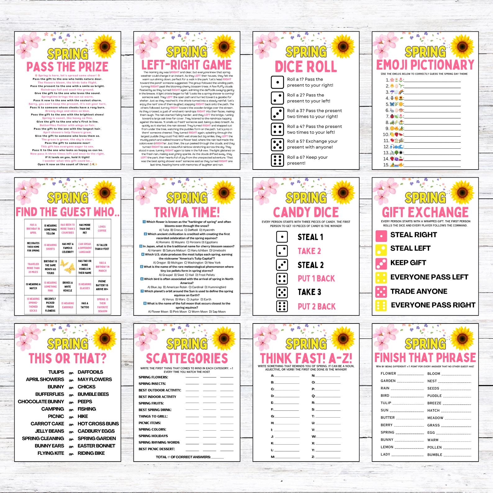 Spring Game Bundle | 35 Spring Party Games | Printable Spring Games ...
